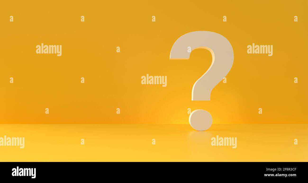 Question mark in studio background. 3d rendering Stock Photo - Alamy