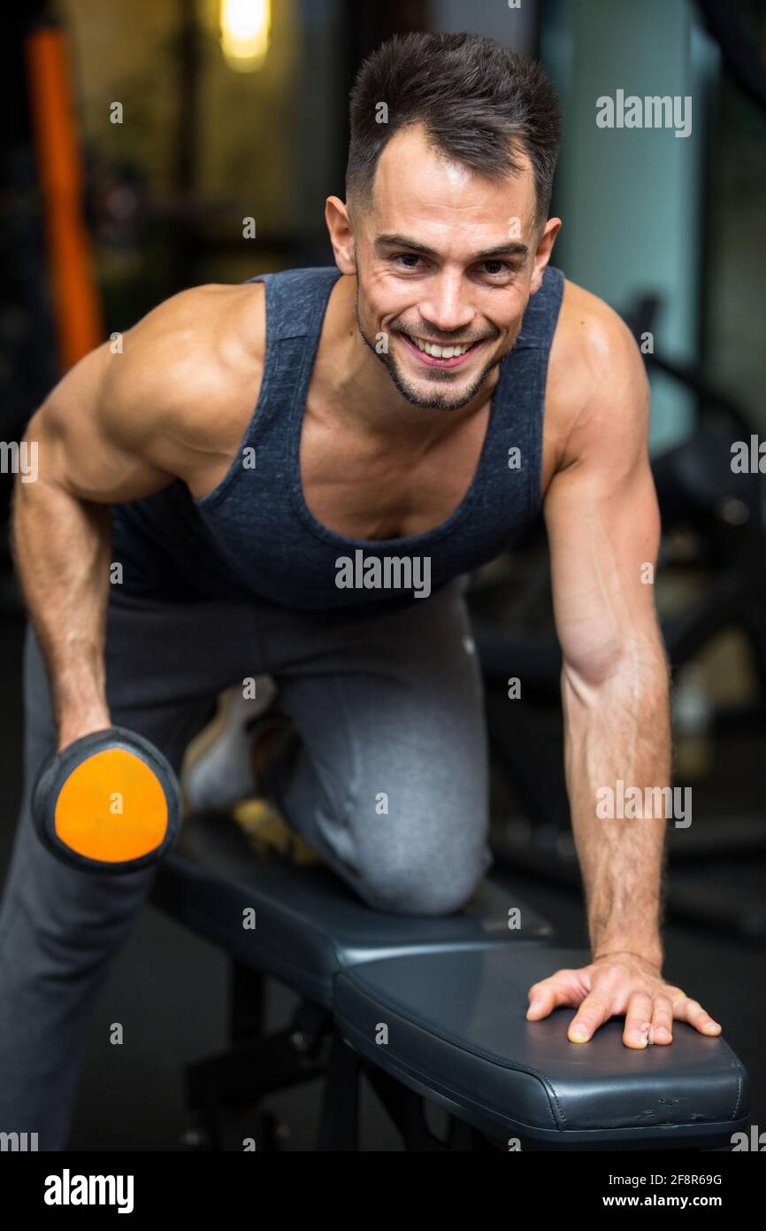 man weightlifting in the gym Stock Photo - Alamy