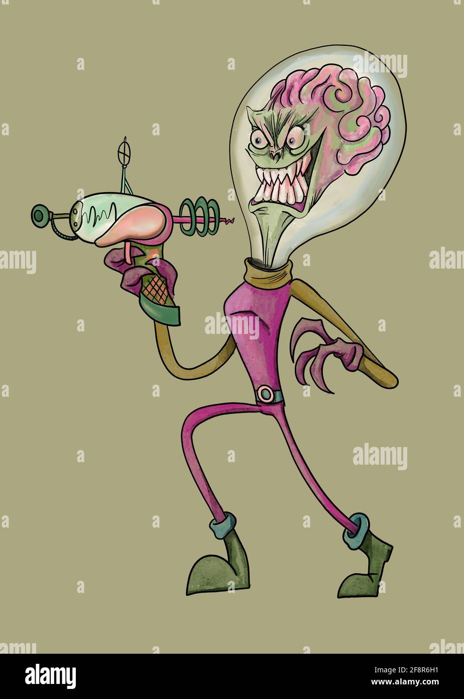 alien with a laser gun Stock Photo - Alamy