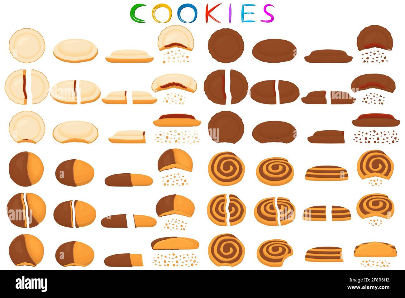 Illustration on theme big set different biscuit, kit colorful pastry ...
