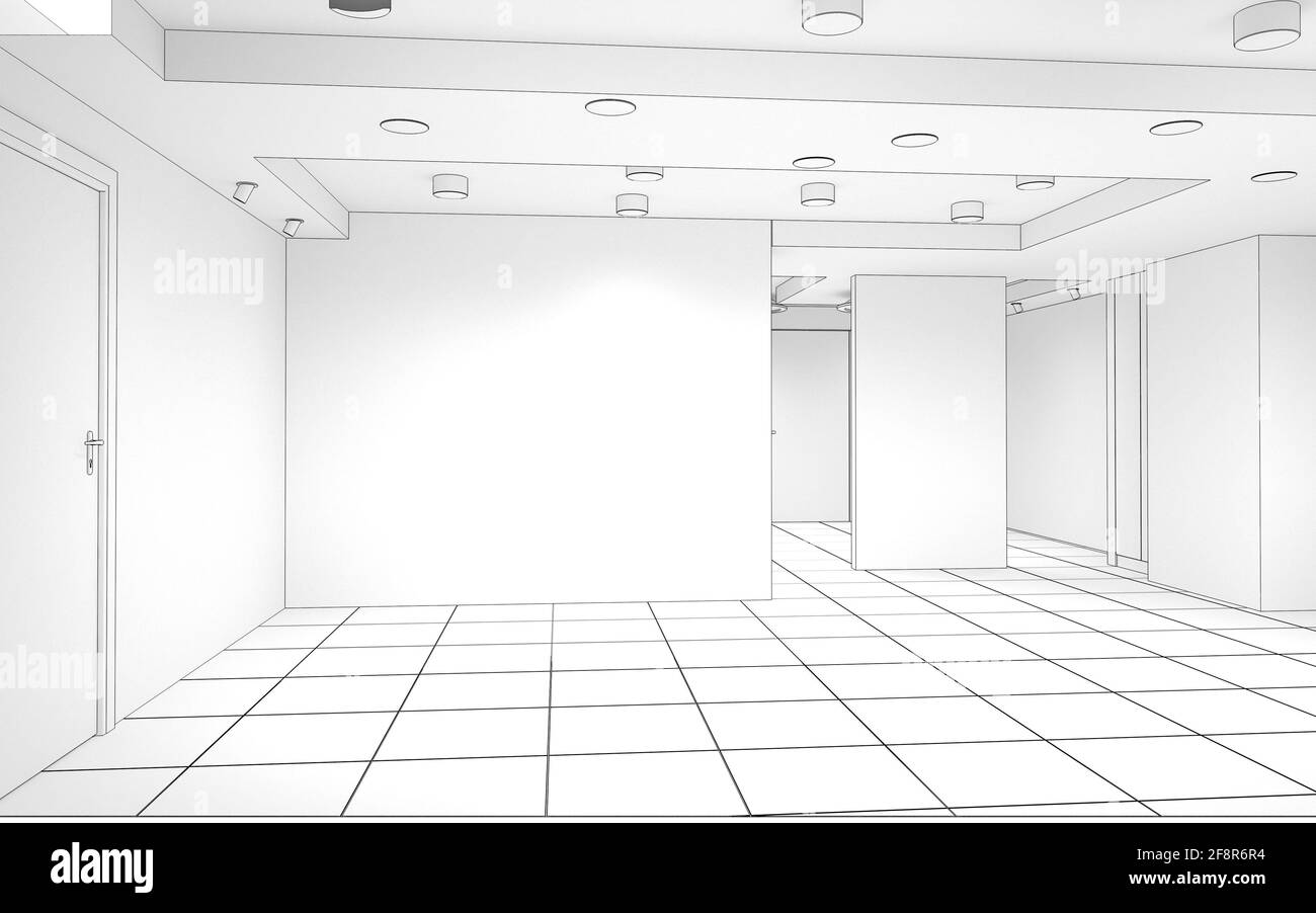 empty room, interior visualization, 3D illustration Stock Photo - Alamy