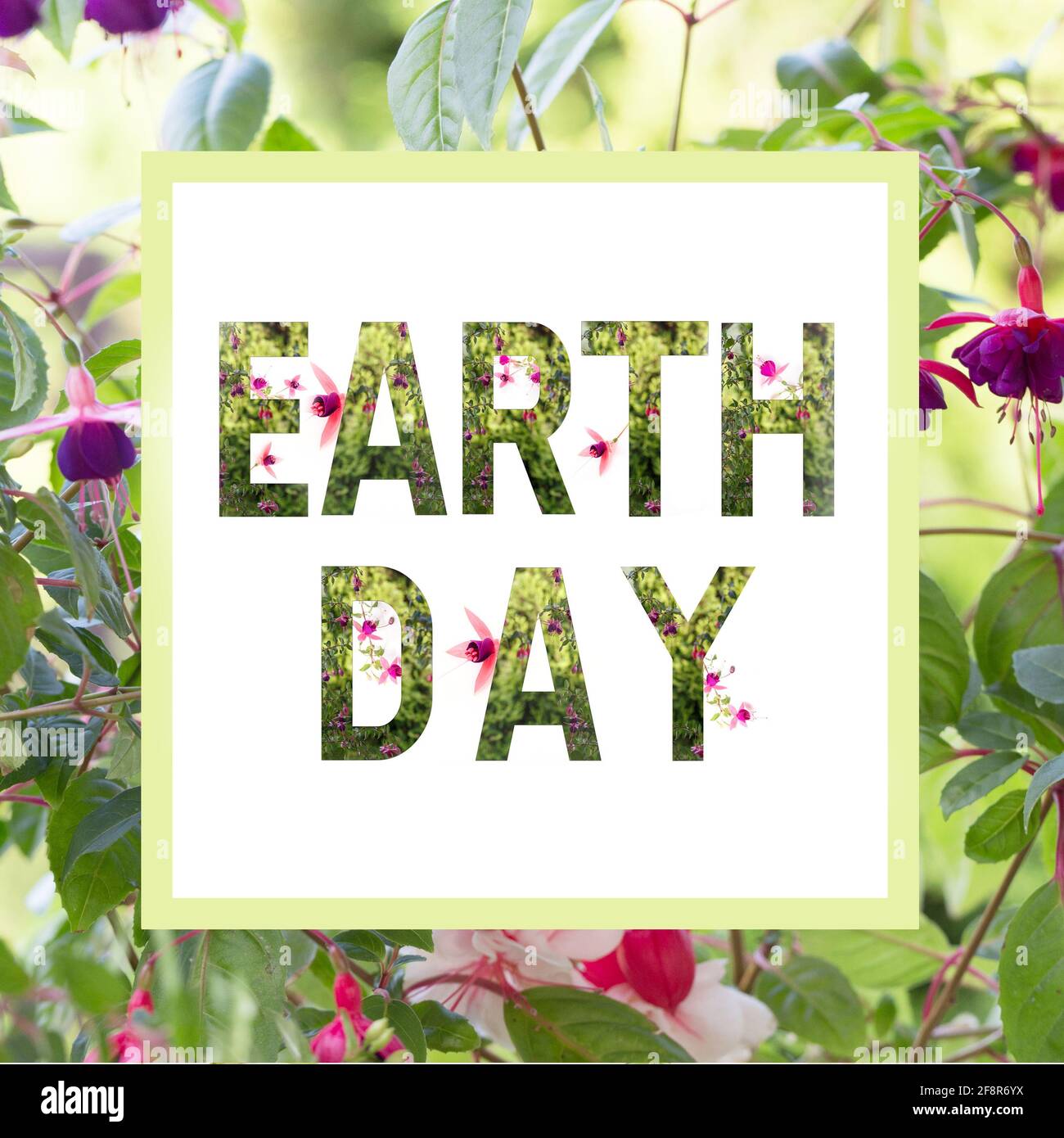 World earth day concept. Lettering Earth day with plants and wonderful ...