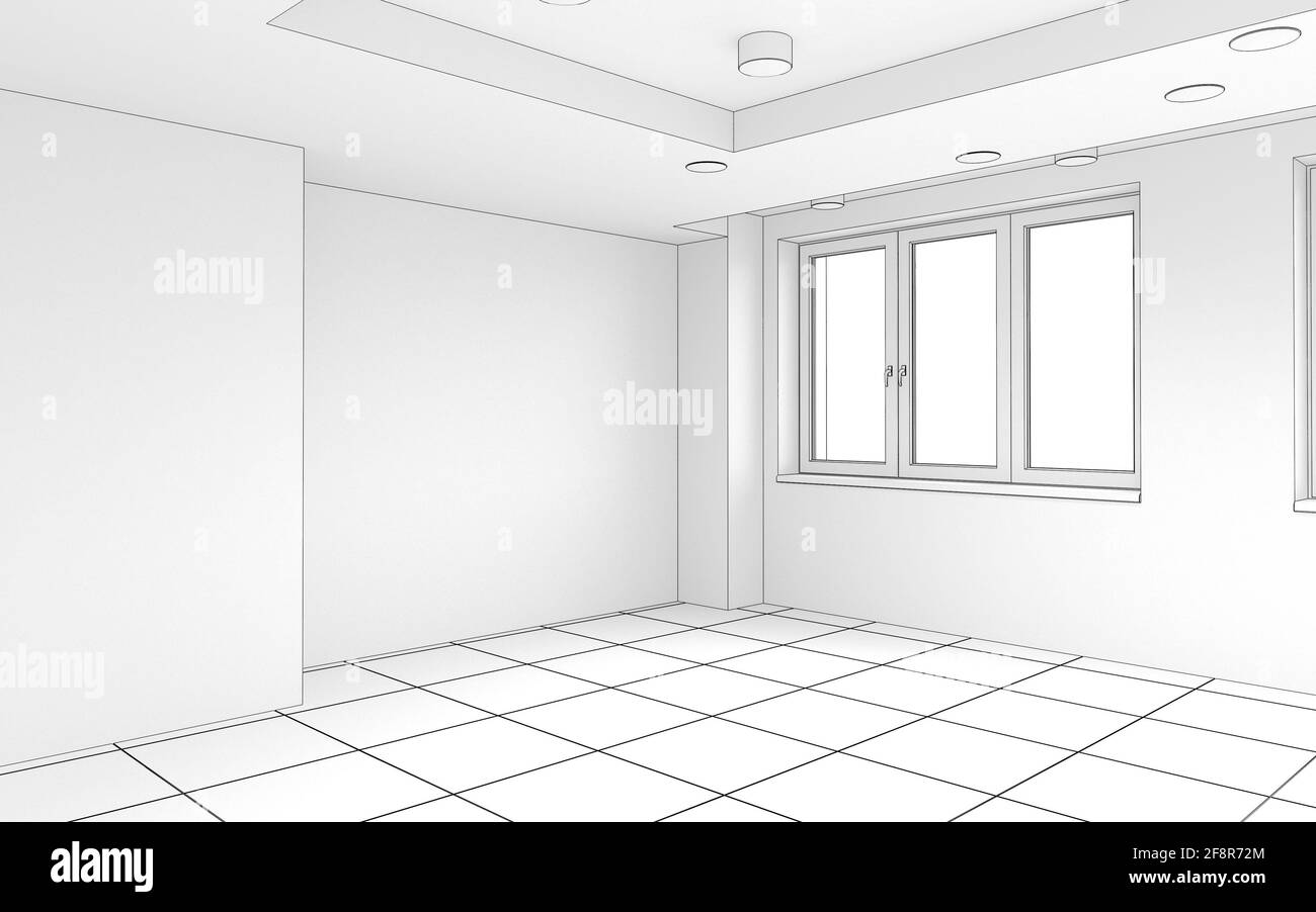 empty room, interior visualization, 3D illustration Stock Photo - Alamy