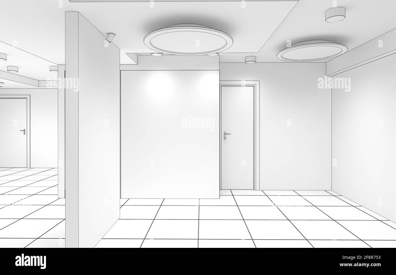 empty room, interior visualization, 3D illustration Stock Photo - Alamy