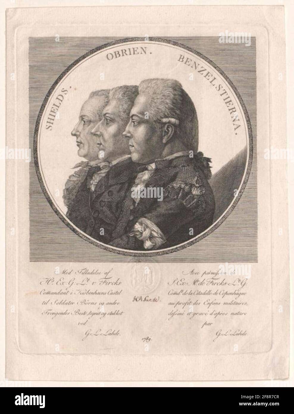 Group picture Three conspirators in Copenhagen 1789 Stock Photo - Alamy