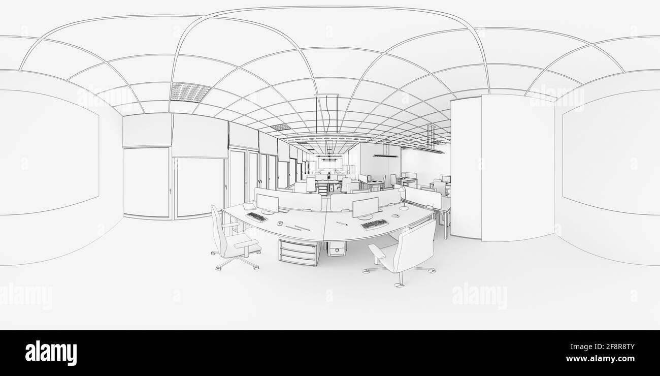 interior visualization, spherical panorama, 3D illustration Stock Photo ...