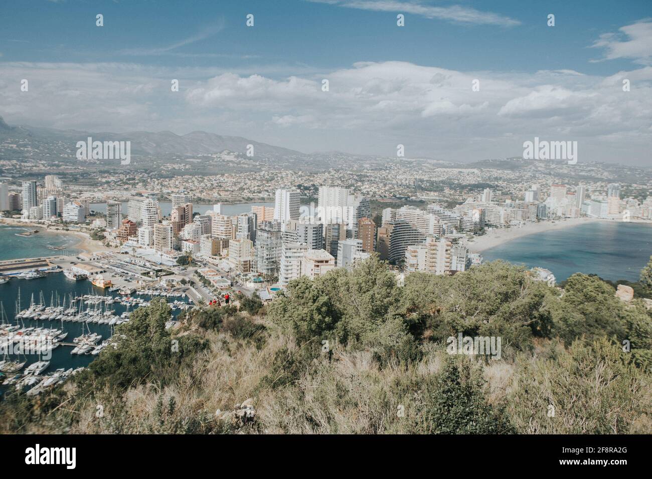 Scenic view of the Calp coastal town from the Penyal d'Ifac Natural ...