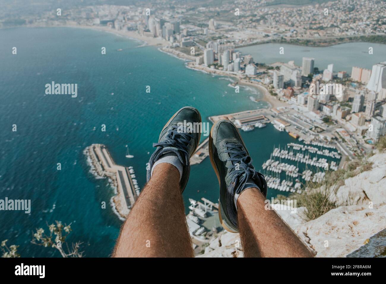 Scenic view of the Calp coastal town from the Penyal d'Ifac Natural ...