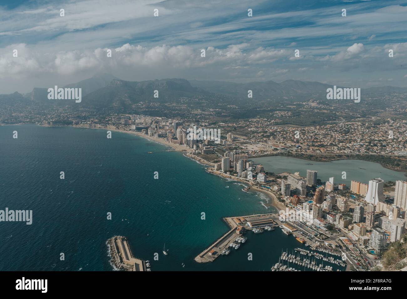 Scenic view of the Calp coastal town from the Penyal d'Ifac Natural ...