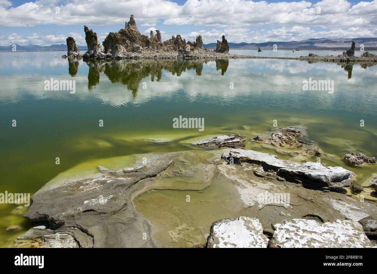 Beautiful tufa formation with reflection in Mono Lake, California Stock ...