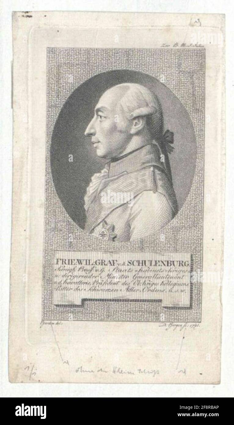 Schulenburg-Kehnert, Friedrich Wilhelm Graf von der Stecher: Berger ...