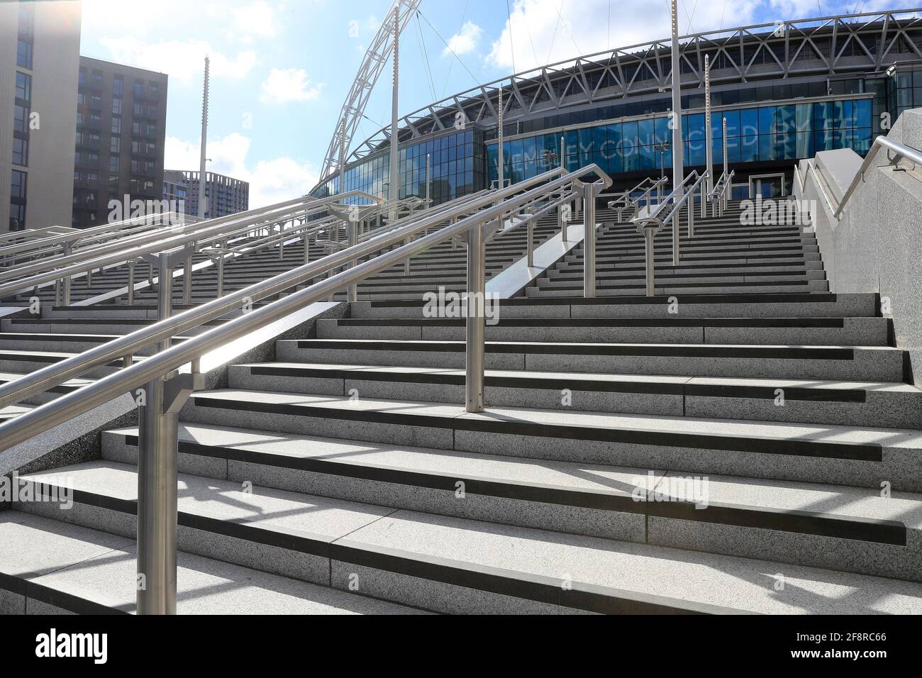 A view of the new Olympic Steps outside the ground during the photocall ...