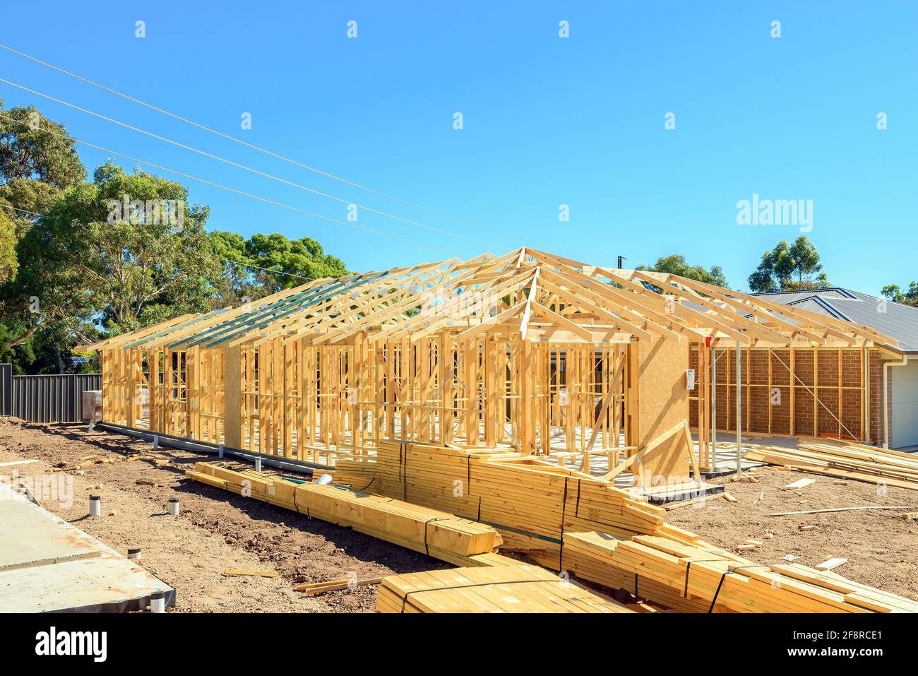 New Australian house timber frame installation process at the ...