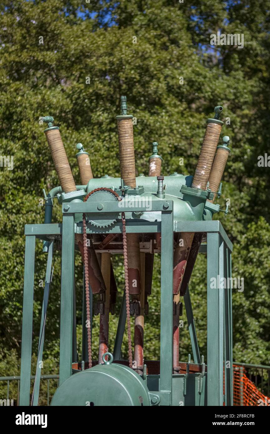 View of a classic electric energy transformer, used with industrial ...