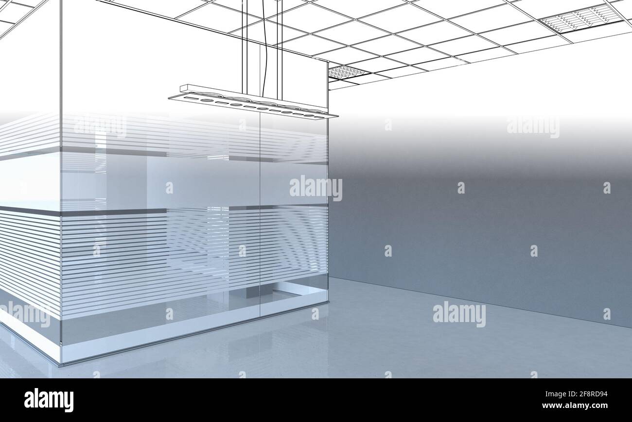 visualization of a large empty interior, 3D illustration Stock Photo ...