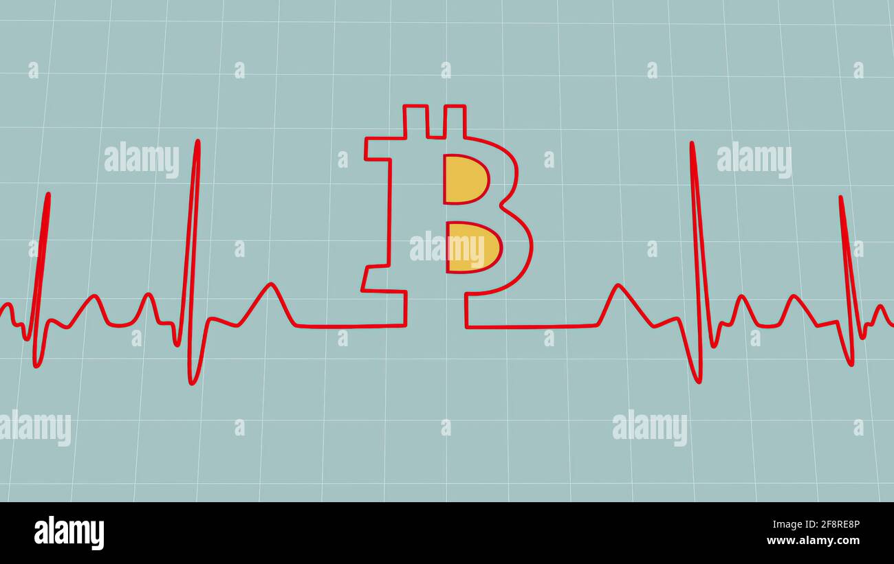 2d illustration - Bitcoin heart cardiogram medicine pulse ...