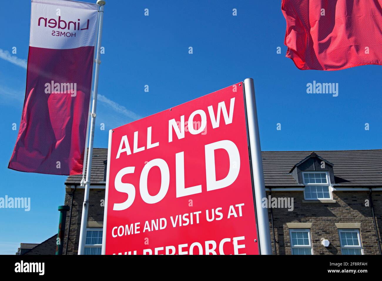 Sign - all sold now - at new housing development, England UK Stock ...