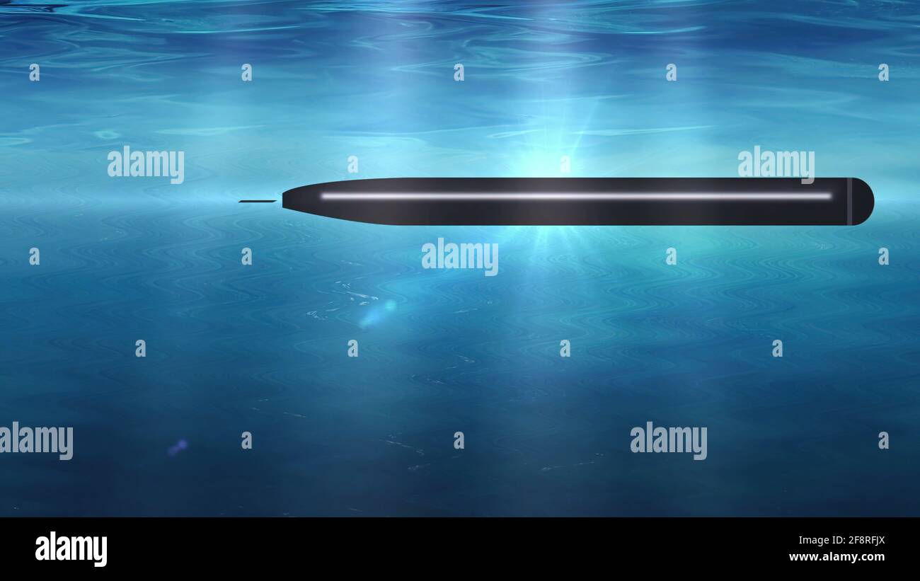 illustration of Torpedo - Side View. A torpedo launched from a ...