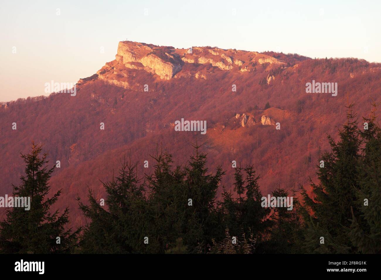 Evening utumnal view of mount Klak, Mala Fatra, Strazovske vrchy ...