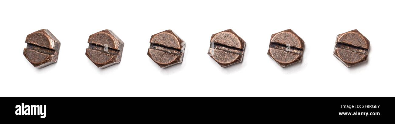 Slotted hex bolt from different perspectives on a white background ...