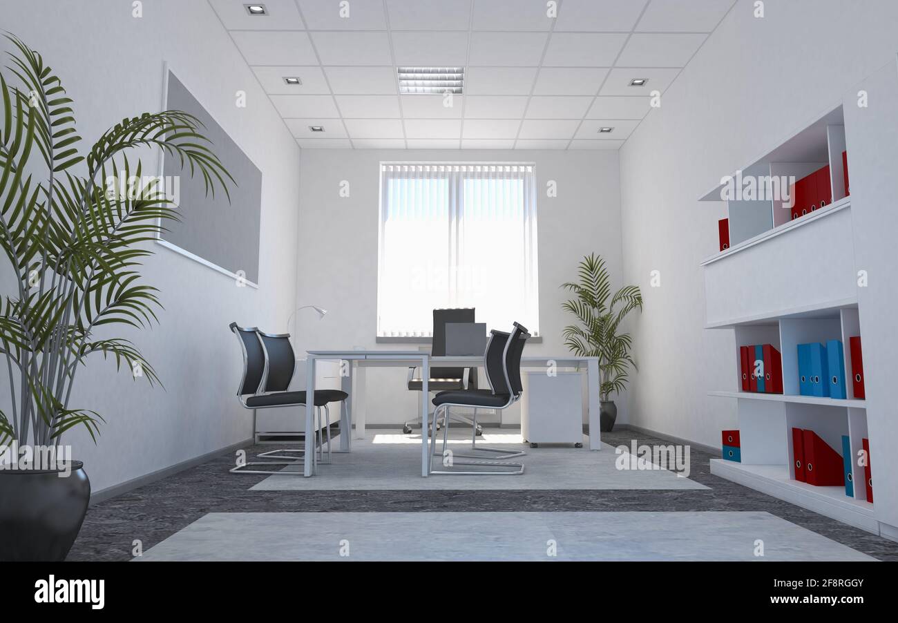 office, interior visualization, 3D illustration Stock Photo - Alamy
