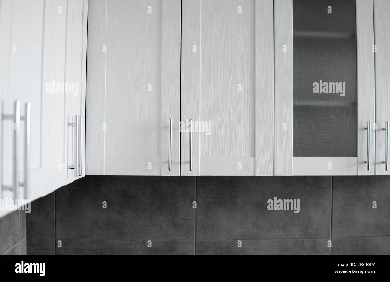 Modern minimalism style kitchen interior in monochrome tones. Custom ...