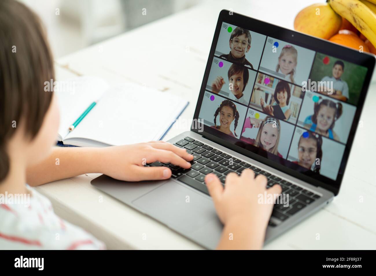 Little boy having online school distance learning class Stock Photo - Alamy