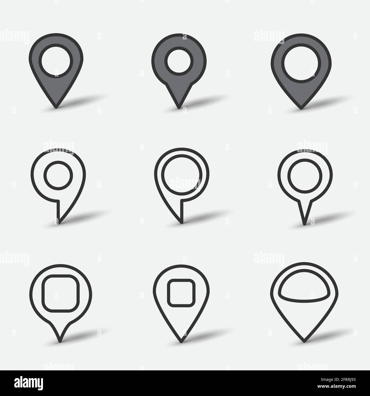 outline and color fill pin object sign set Stock Vector Image & Art - Alamy