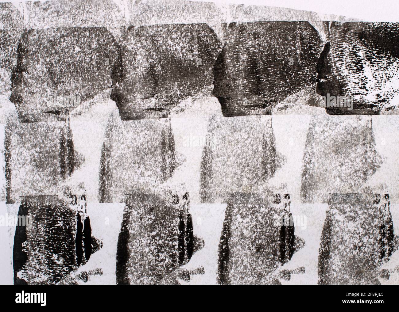 Abstract black and white background. Acrylic Monotype template. Paper ...