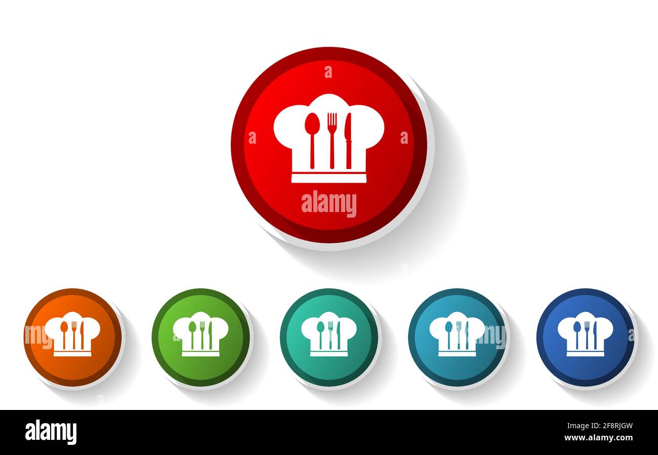Chef, restaurant vector icon set, flat design symbol collection in 6 ...