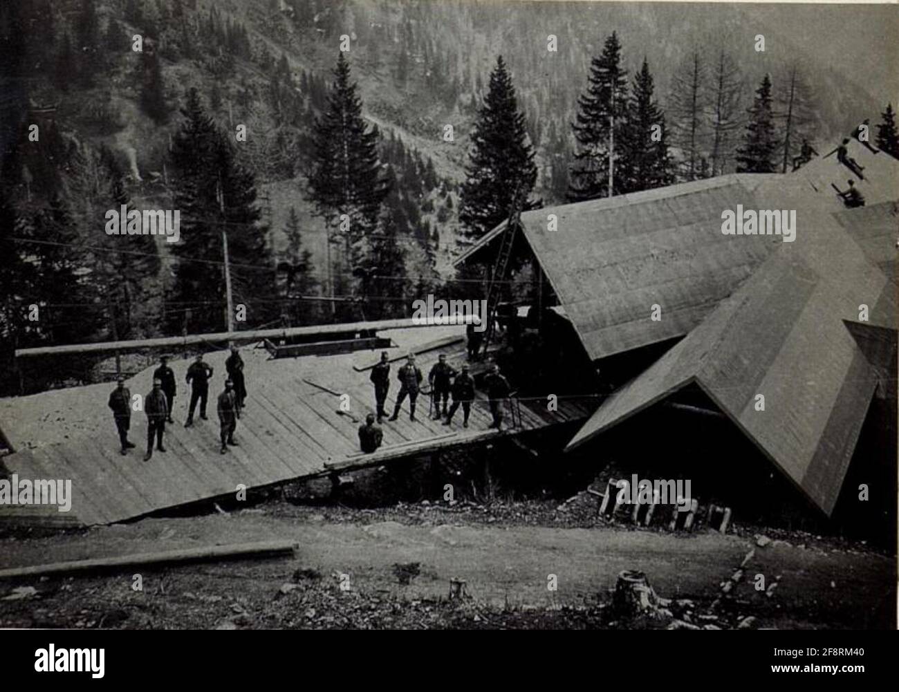 Carriage of a 14m long mast on the Malga Strino cable car Stock Photo ...
