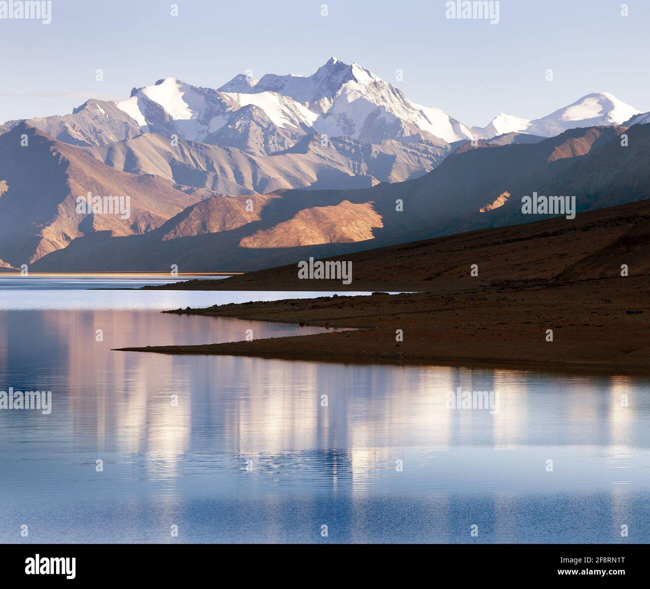 View of Tso Moriri Lake with Great Himalayan Range, Rupshu valley ...