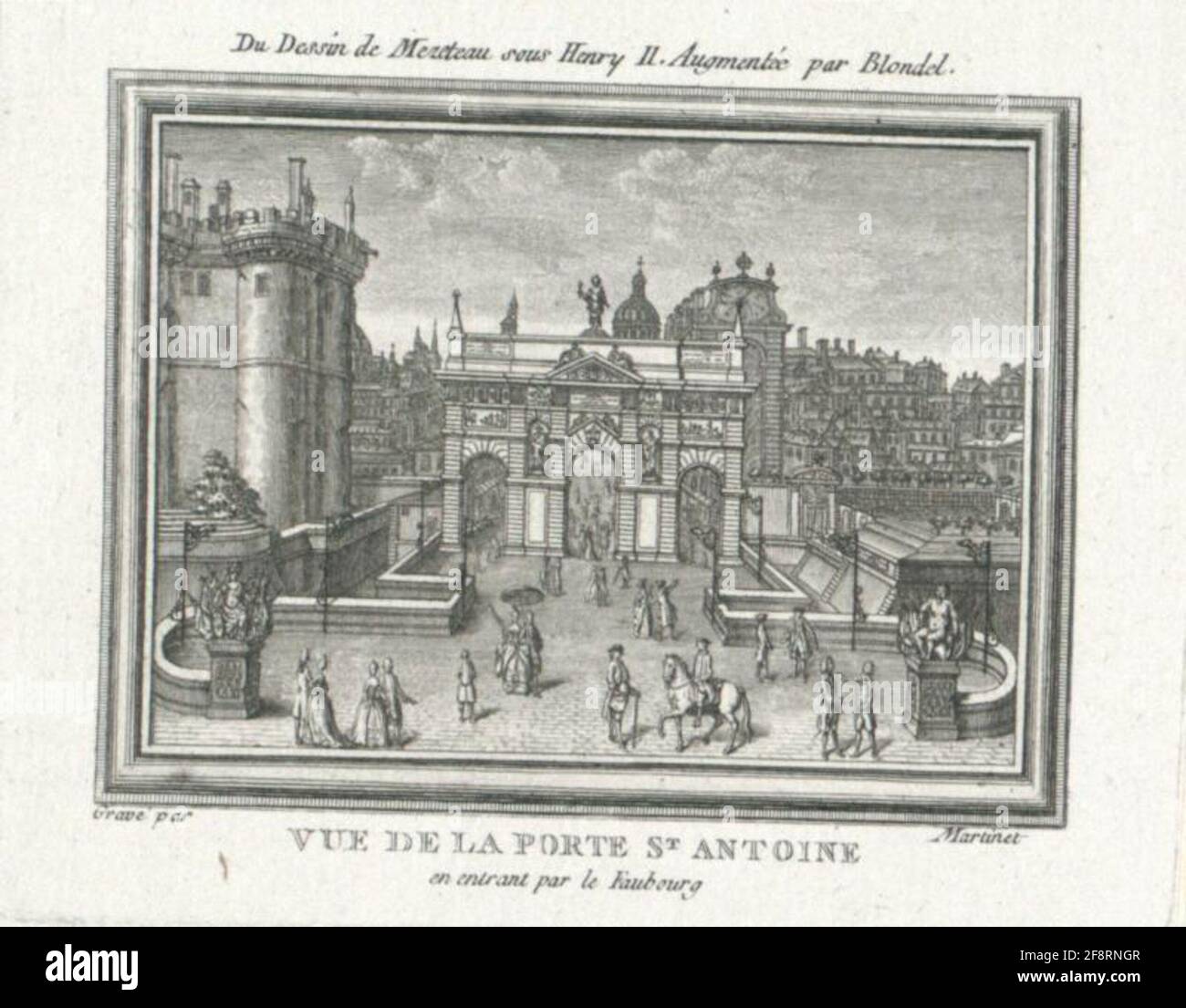 View of the Gate St. Antoine entering the suburb. From Méteau's drawing ...