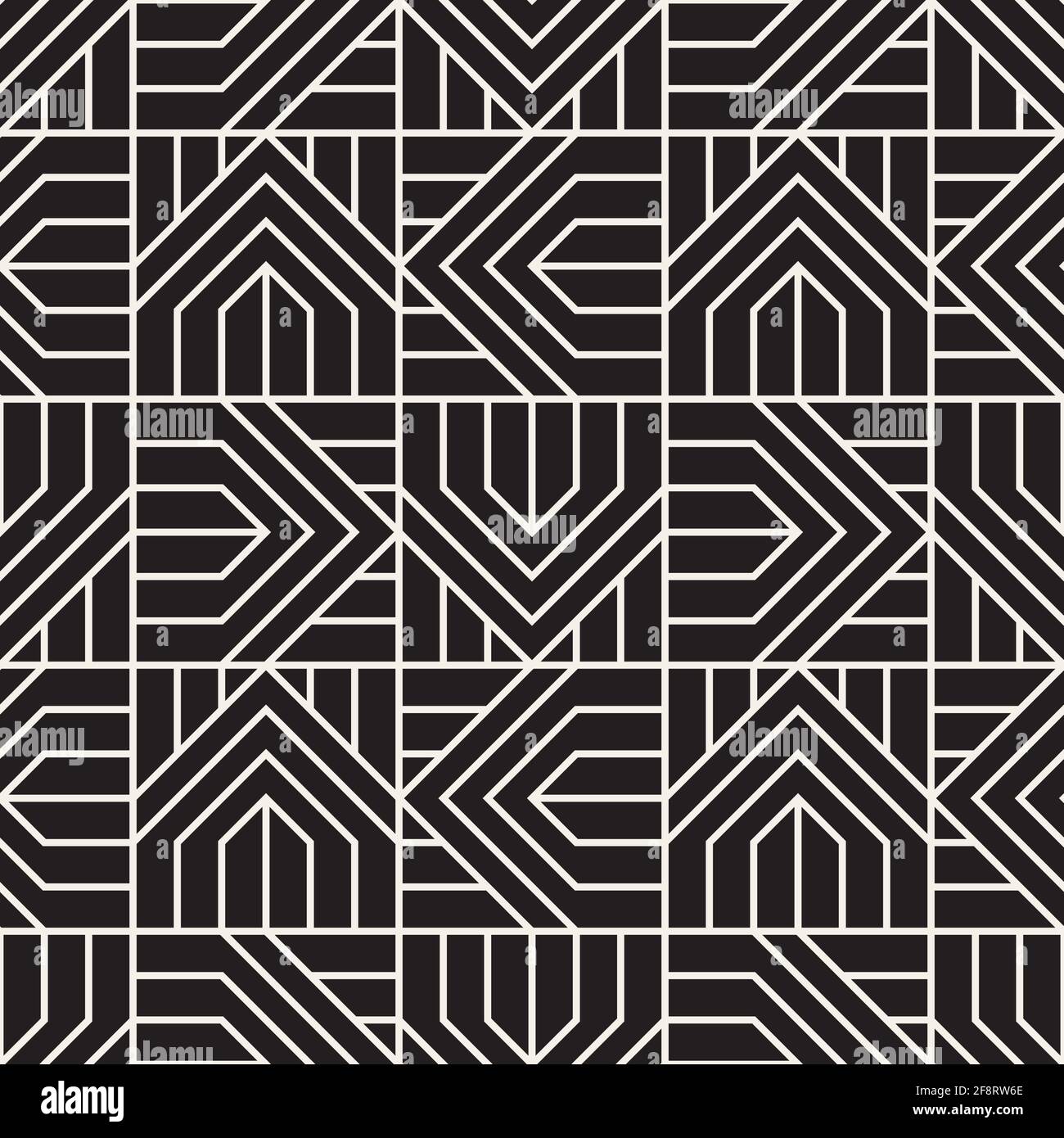 Vector seamless pattern. Repeating abstract background. Black and white geometric design. Modern ...