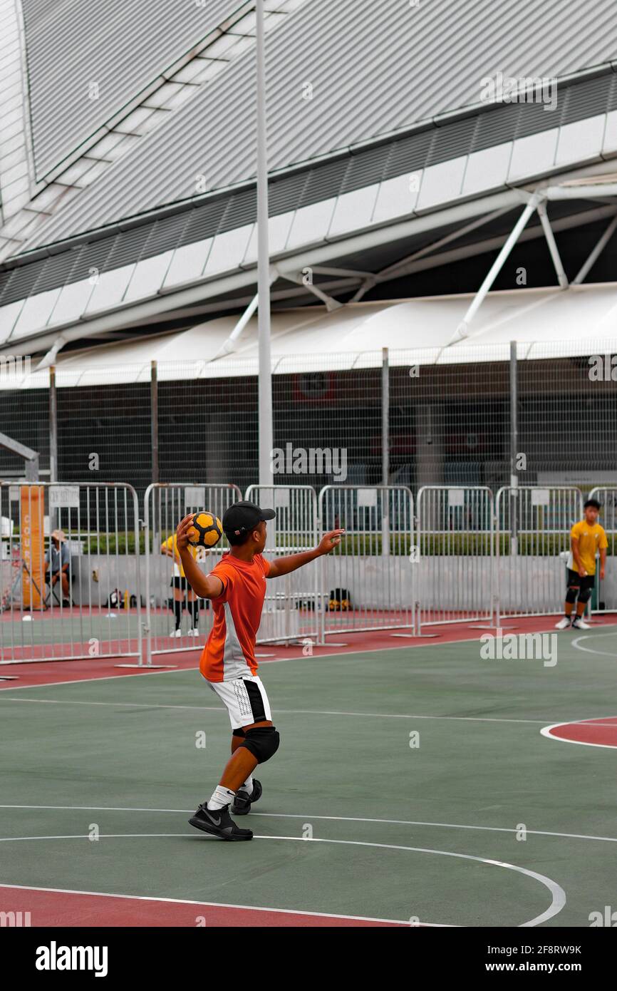 SINGAPORE, SINGAPORE - Mar 20, 2021: A school boys' tchoukball team ...
