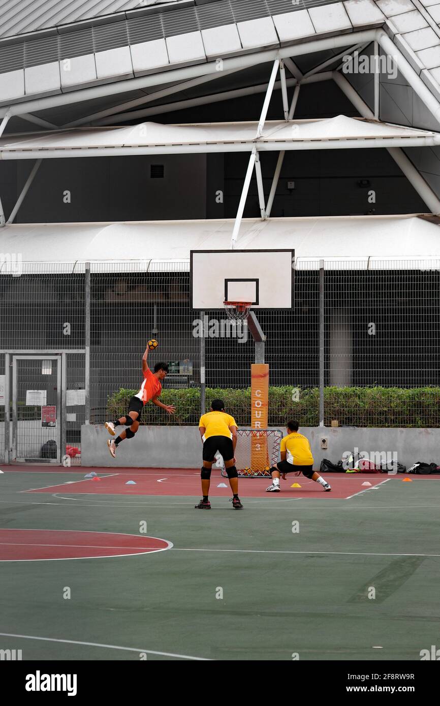 SINGAPORE, SINGAPORE - Mar 20, 2021: A school boys' tchoukball team ...