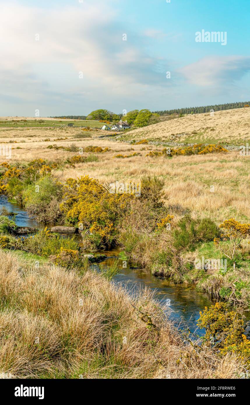 Remote farm cottage at the Dartmoor National Park, Devon, England, UK ...