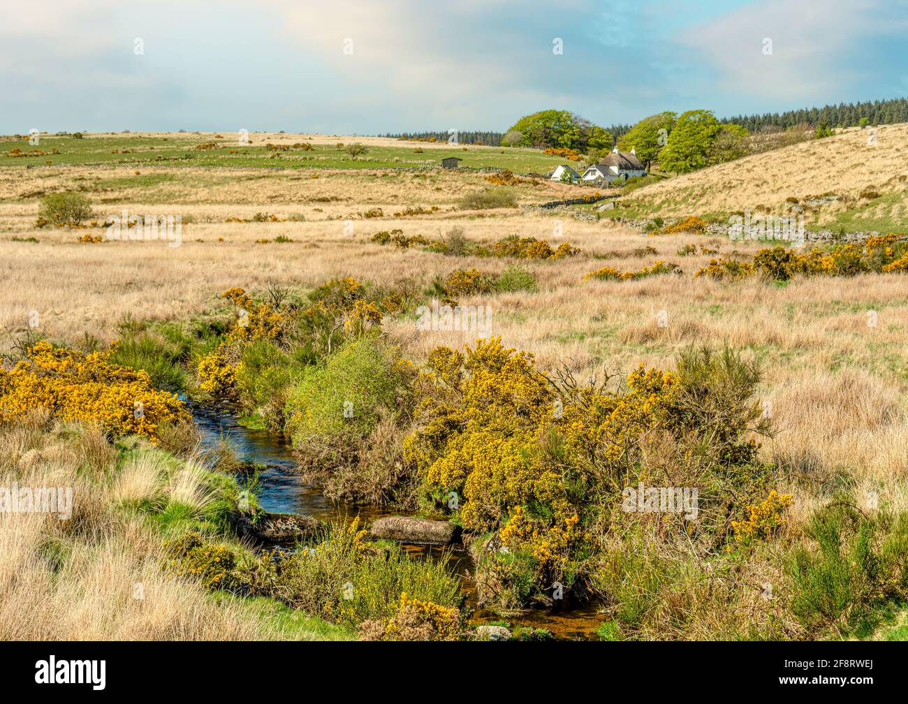Remote farm cottage at the Dartmoor National Park, Devon, England, UK ...
