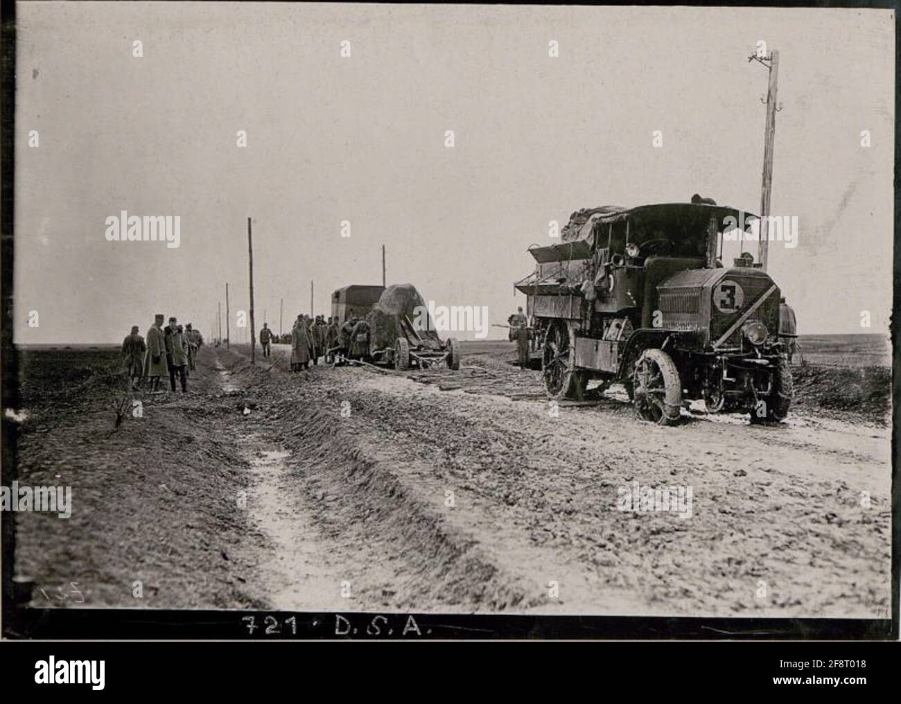 Pull out a mortar car by train car and chain Stock Photo - Alamy