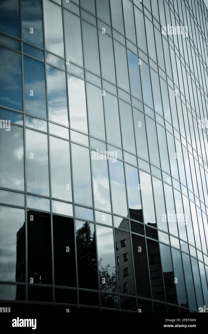 facade, office, building, windows, glass, reflection, reflections, city ...