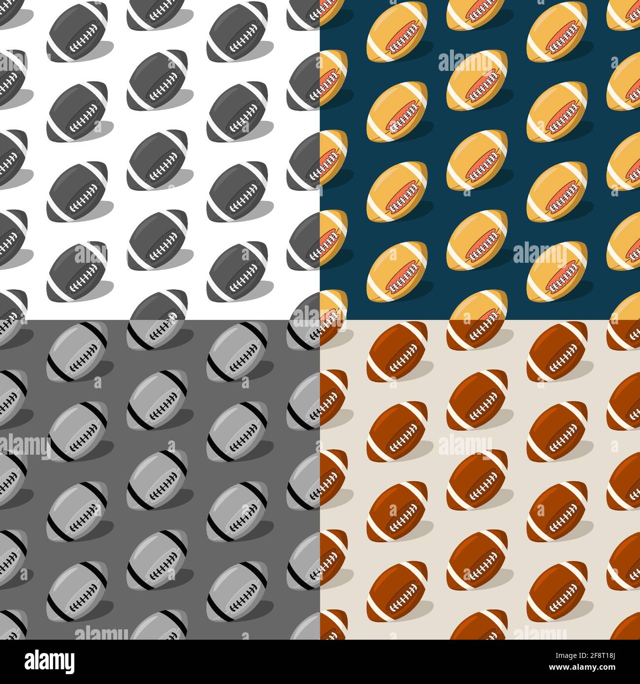 set of seamless patterns with Sports ball for playing American football ...