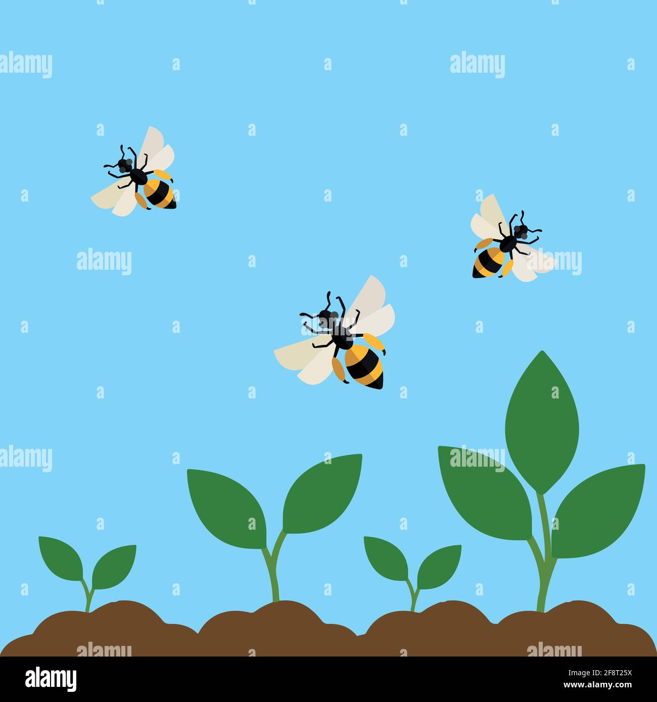 Bees collect nectar flat design vector image Stock Vector Image & Art ...