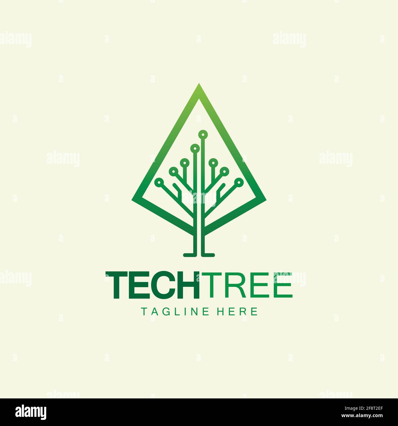 tech tree logo concept,green network technology logo vector.tech tree ...