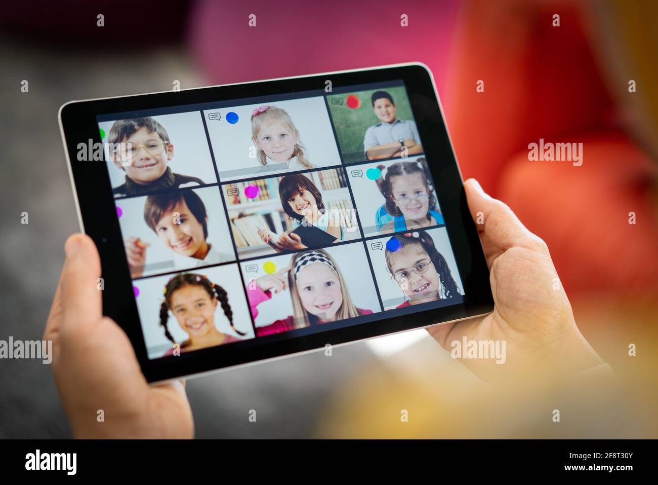 Distance learning school children online on the screen Stock Photo - Alamy