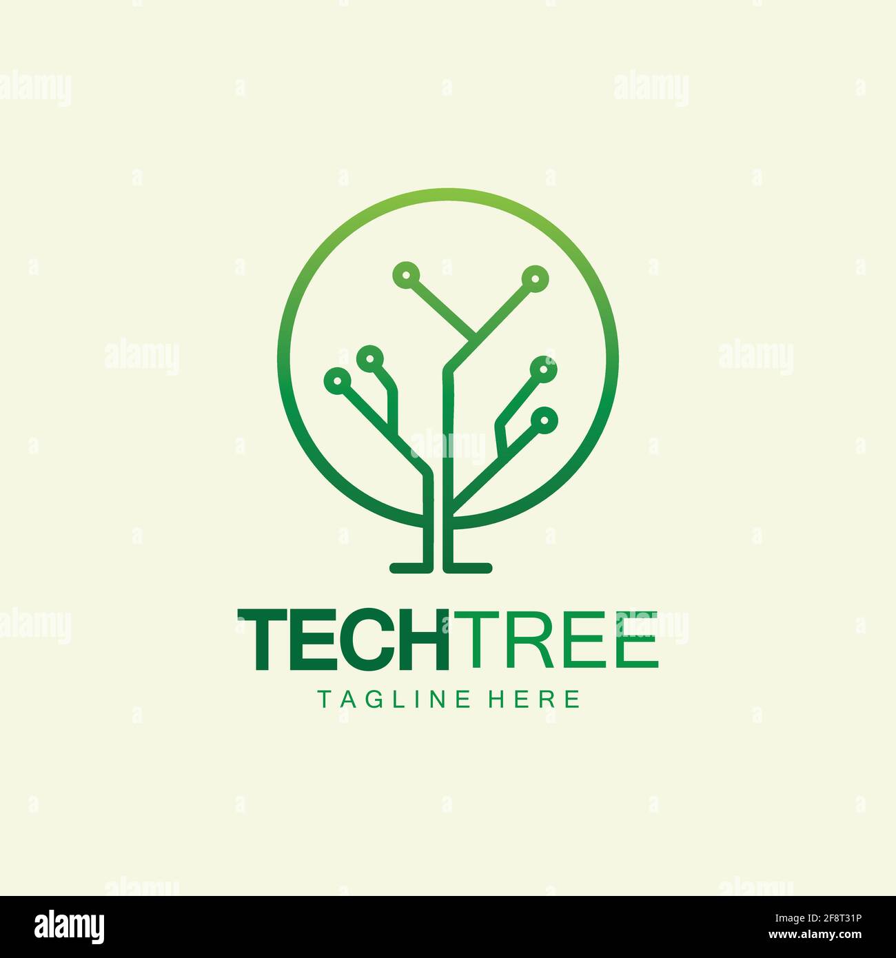 tech tree logo concept,green network technology logo vector.tech tree ...