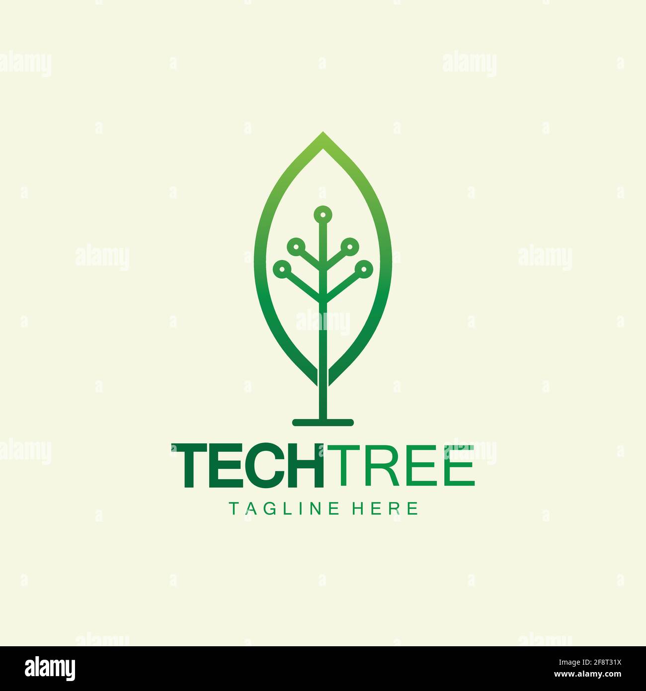tech tree logo concept,green network technology logo vector.tech tree ...