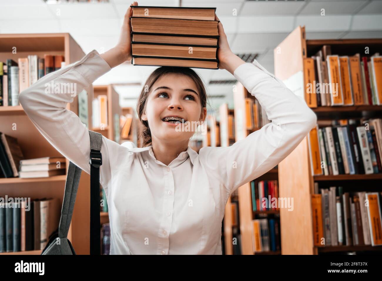 education, high school, university, learning concept - smiling student ...