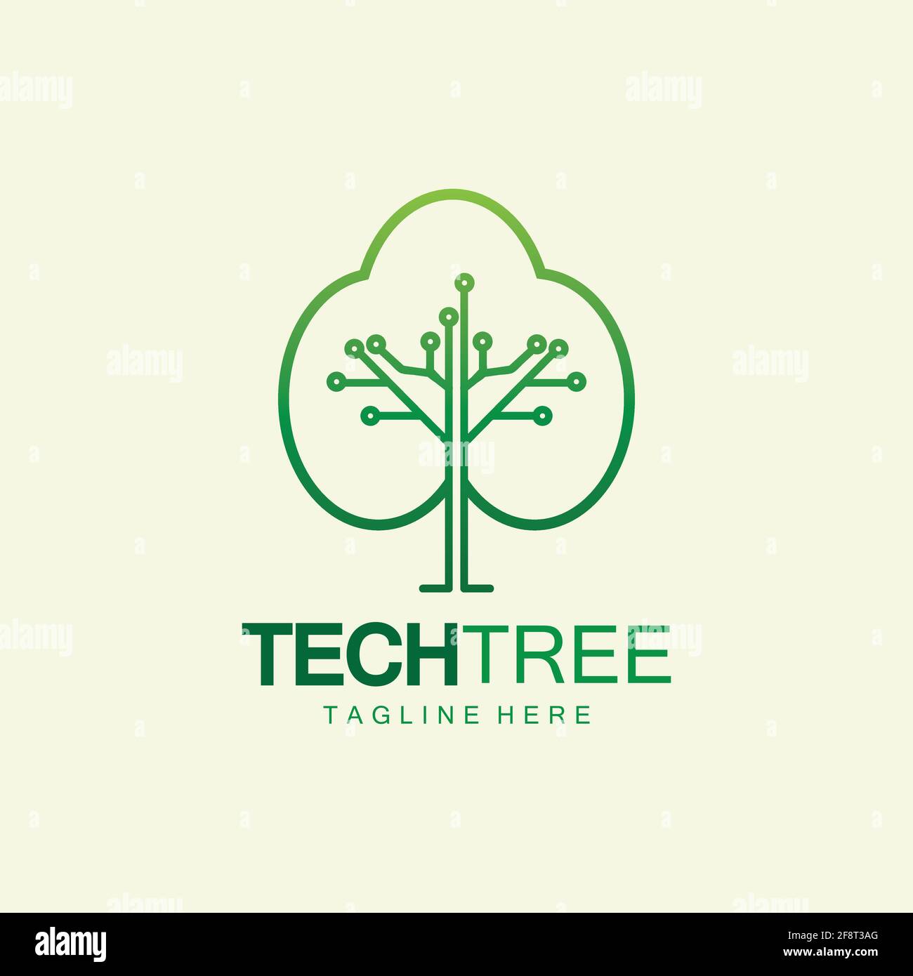 tech tree logo concept,green network technology logo vector.tech tree ...