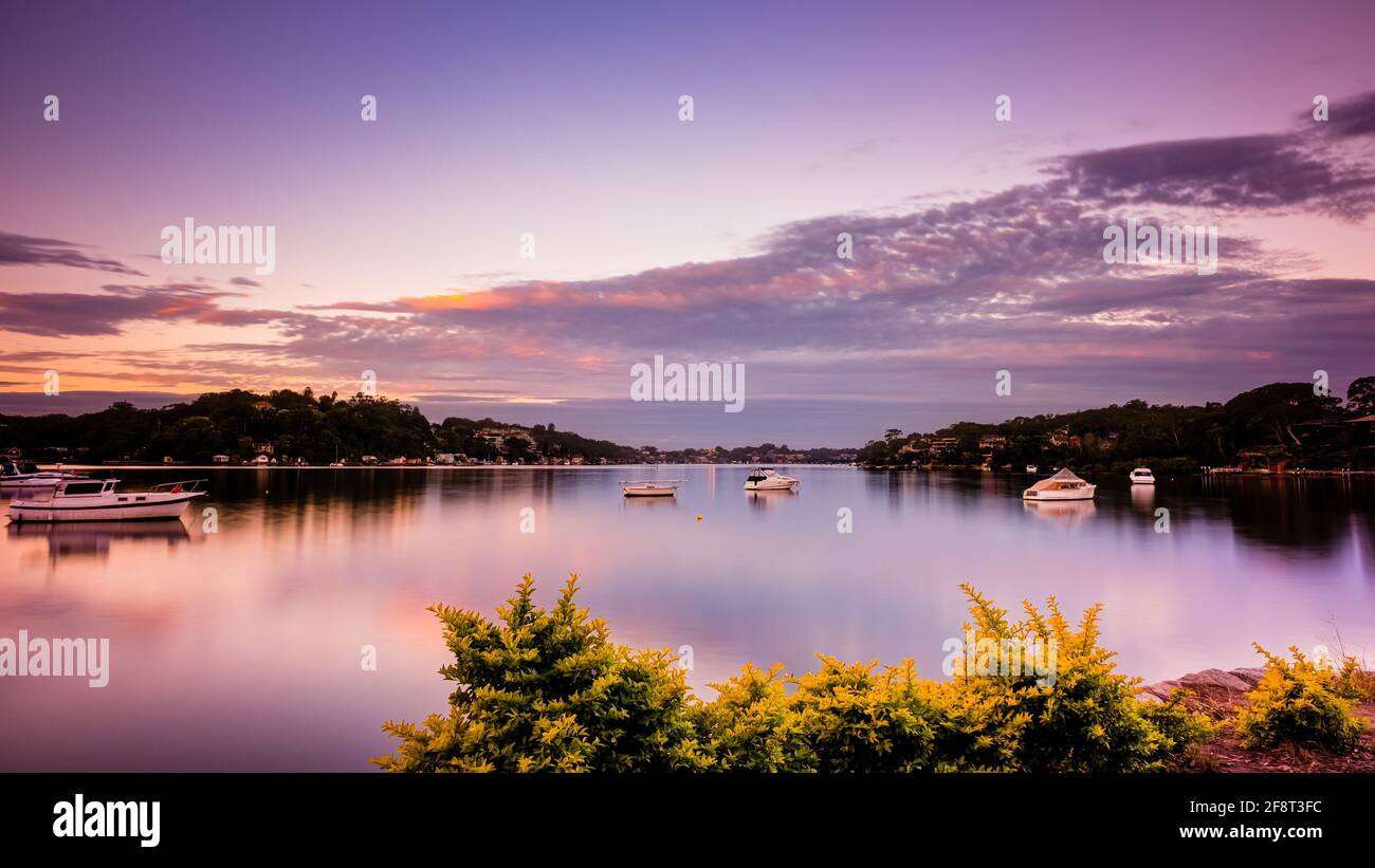 Sunset Scape along Georges River in Como Stock Photo - Alamy
