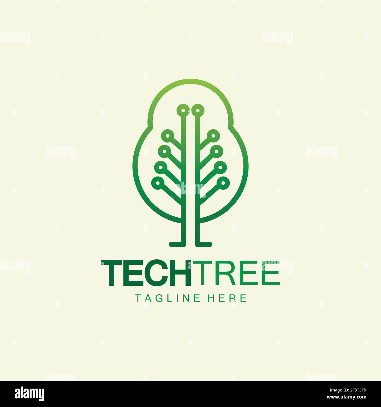 tech tree logo concept,green network technology logo vector.tech tree ...